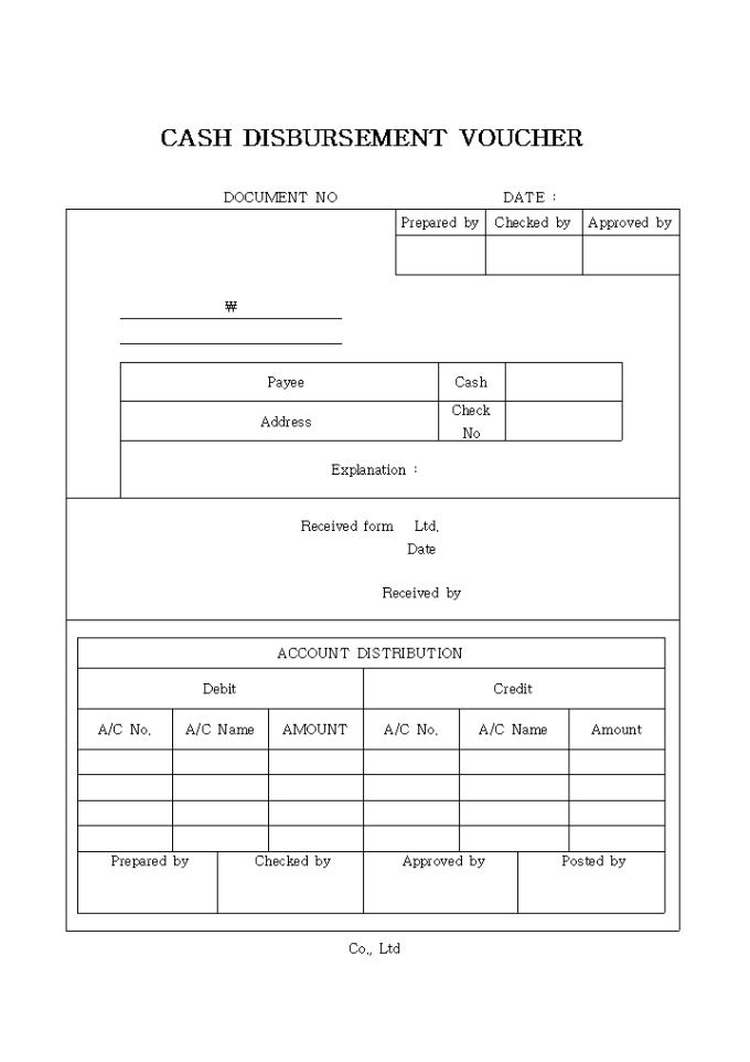 cash disbursement voucher | 비즈폼 - 샘플,양식 다운로드